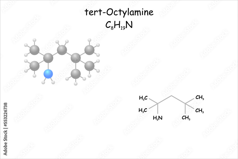 Stylized 2d Molecule Model Structural Formula Of Tert Octylamine Stock Vector Adobe Stock