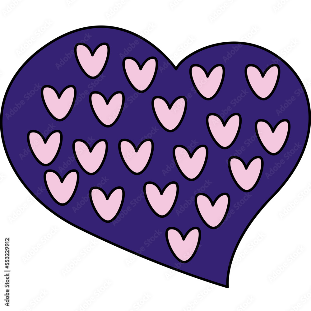 Heart cartoon vector illustration, Heart shapes symbols, sweet doodle ...