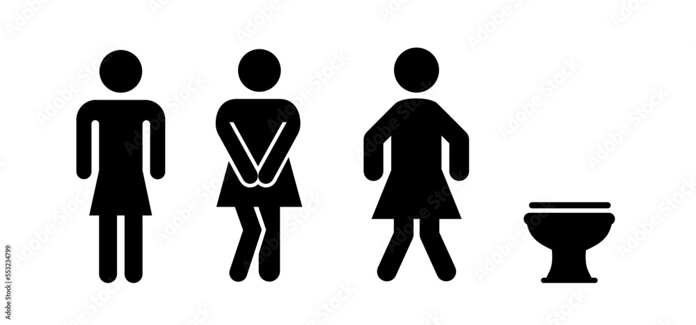 Funny cartoon Stick figures or stickman and toilet logo. Restroom or ...