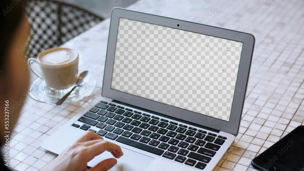 Working from home. Women Using laptop With Transparent Background ...