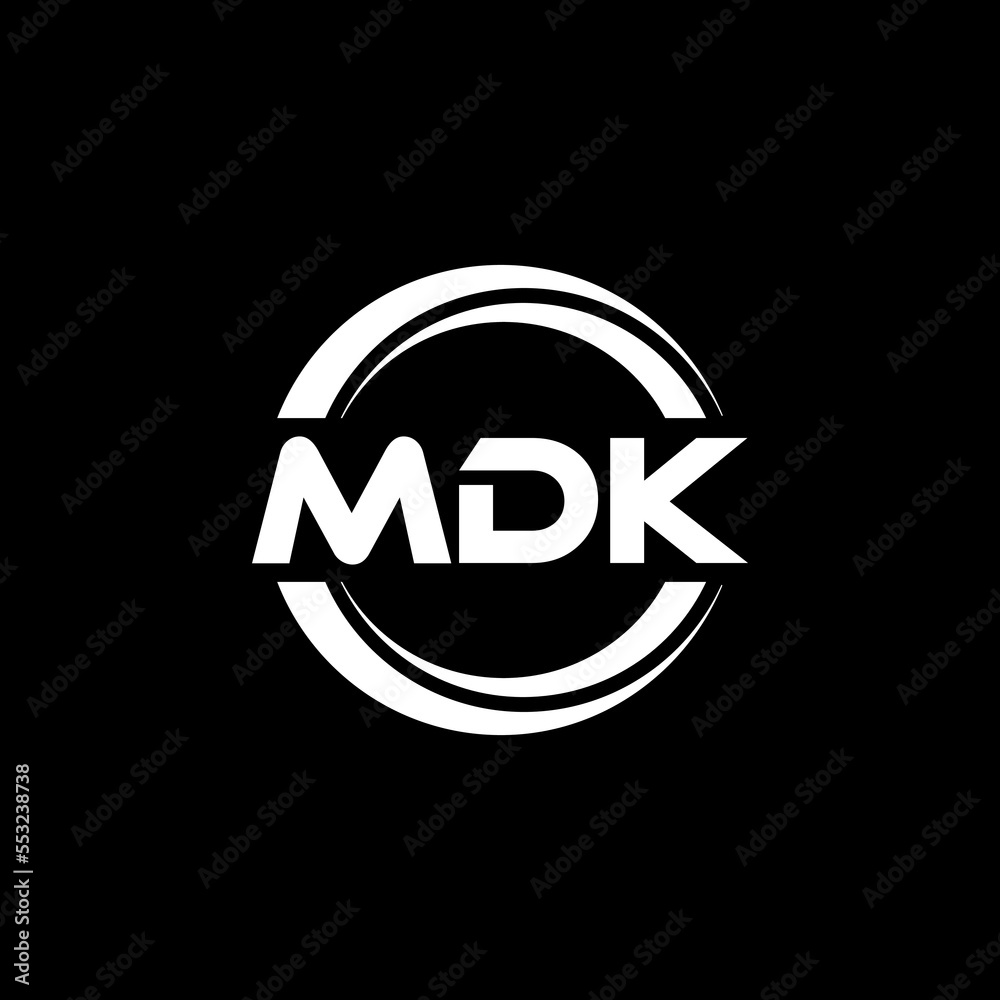 MDK letter logo design with black background in illustrator, vector ...