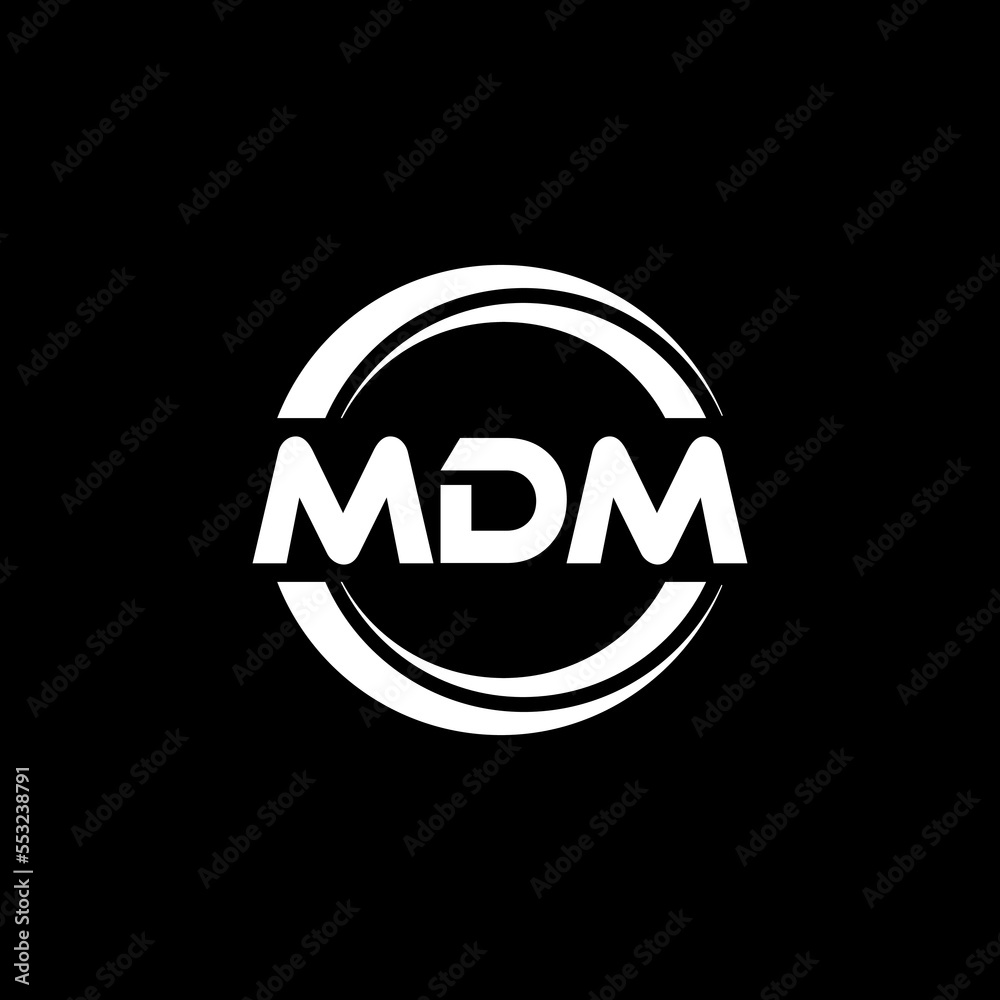 MDM letter logo design with black background in illustrator, vector logo modern alphabet font ...