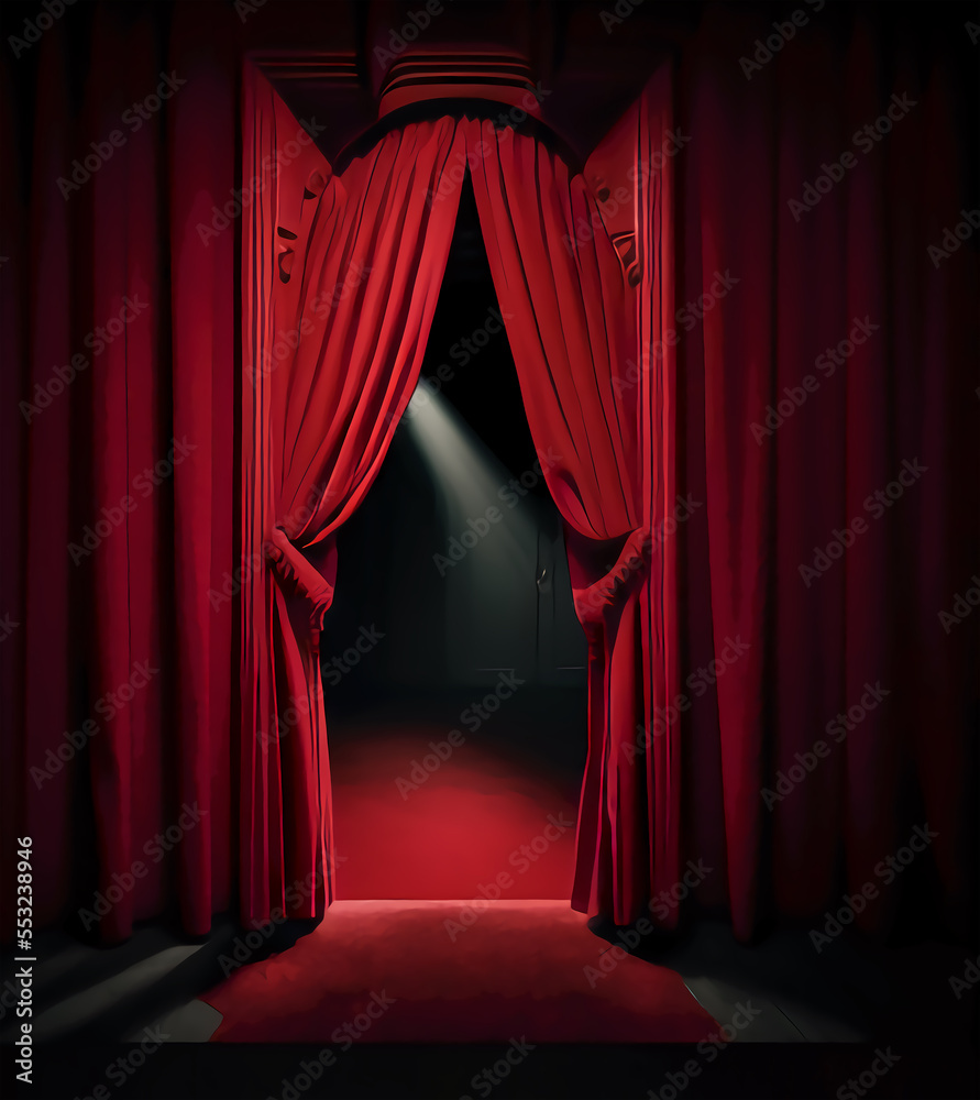 red curtain with spotlight, stage, empty, spotlight Stock Illustration ...