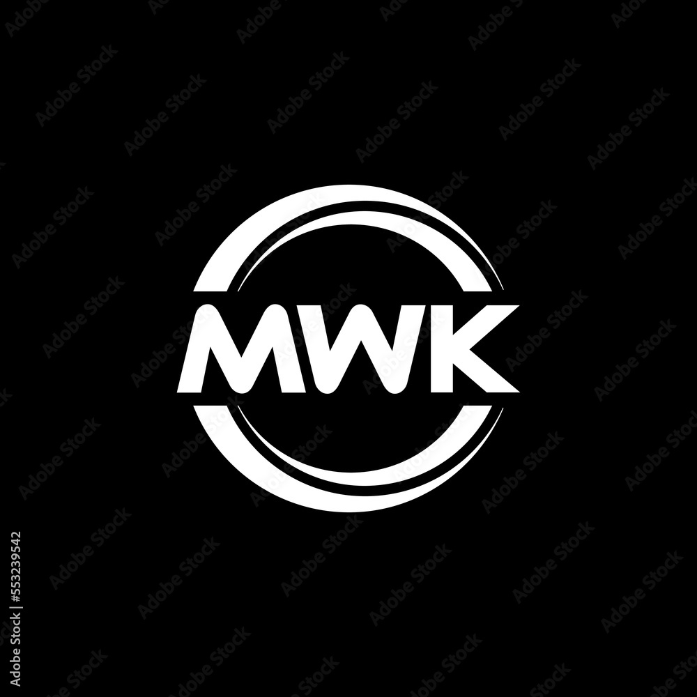MWK letter logo design with black background in illustrator, vector ...
