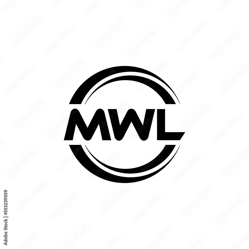 MWL letter logo design with white background in illustrator, vector ...
