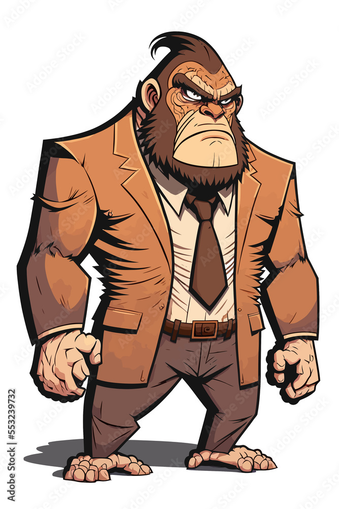 Cartoon ape as a boss or bodyguard in a suit Stock Illustration | Adobe ...