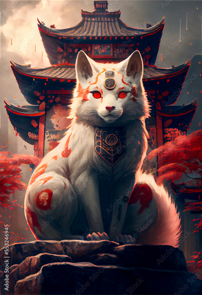 Generative AI abstract render of a Japanese mythical creature Stock ...