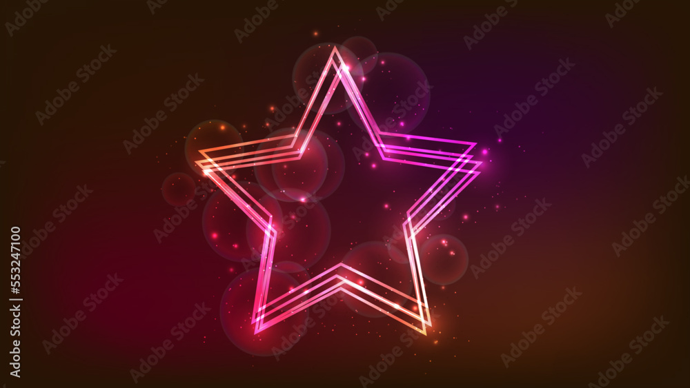 Neon frame in star form with shining effects and sparkles Stock Vector ...
