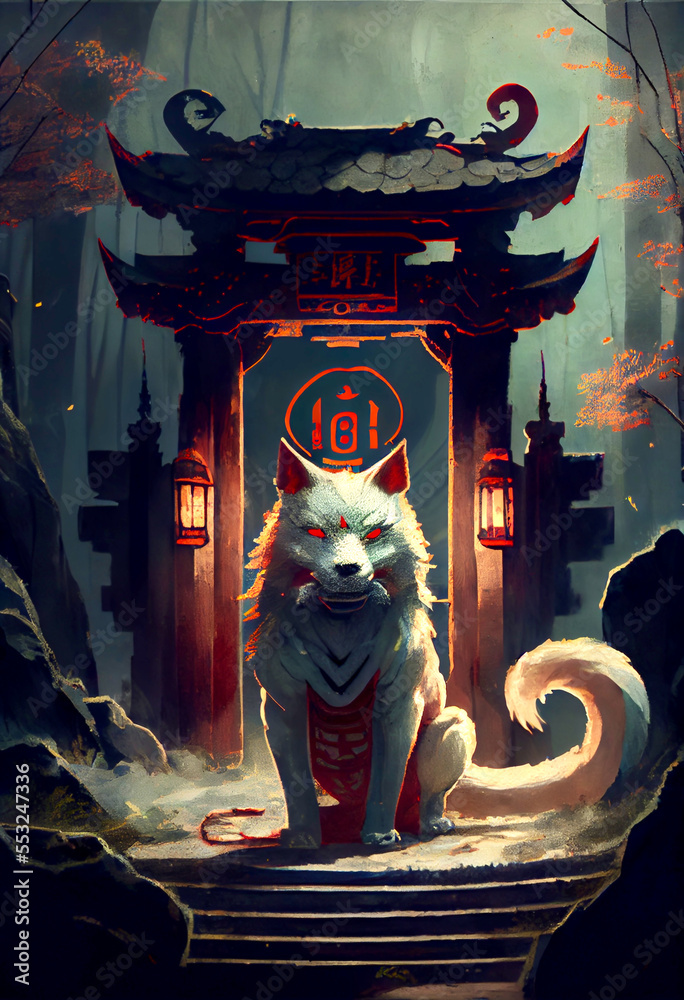 Generative AI abstract render of a Japanese mythical creature Stock ...