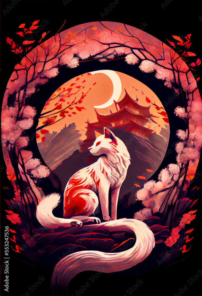 Generative AI abstract render of a Japanese mythical creature Stock ...