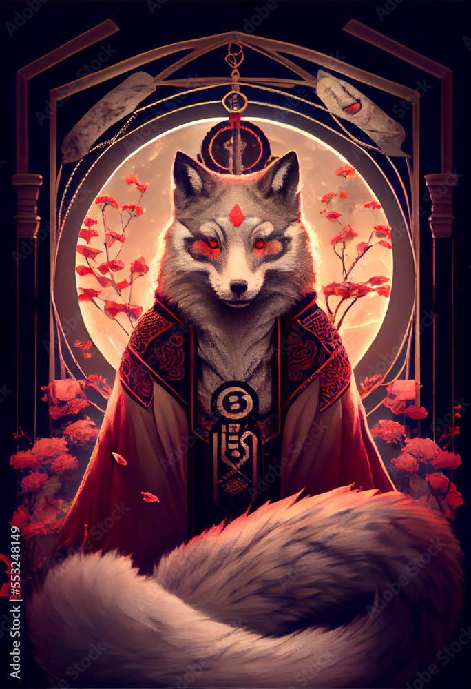 Generative AI abstract render of a Japanese mythical creature Stock ...