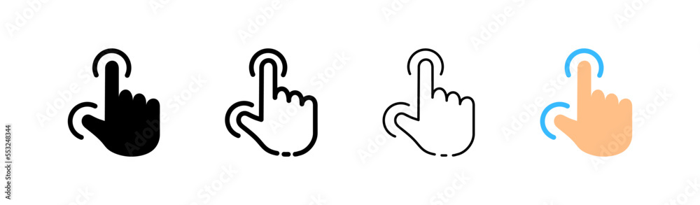 Zoom flat icon set. Hand, fingers, magnification, approximation ...