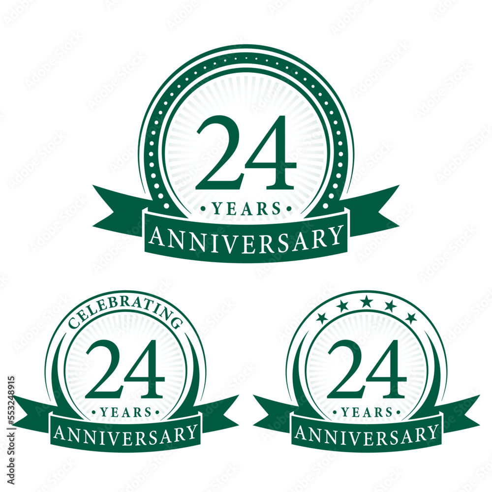 24 years anniversary logo collections. Set of 24th Anniversary design ...
