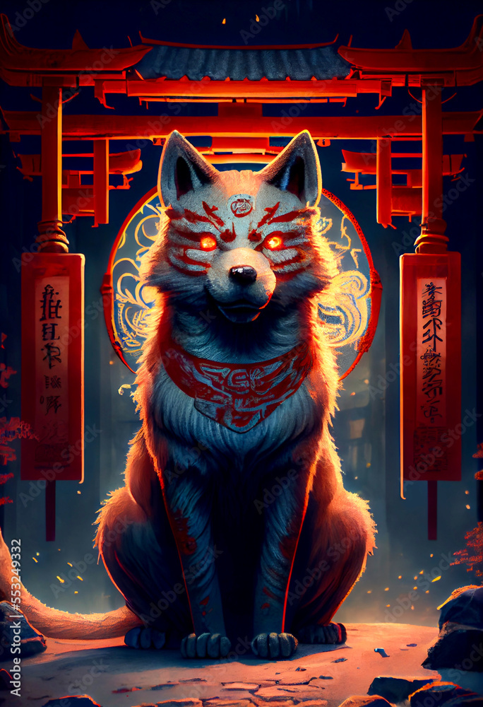 Generative AI abstract render of a Japanese mythical creature Stock ...