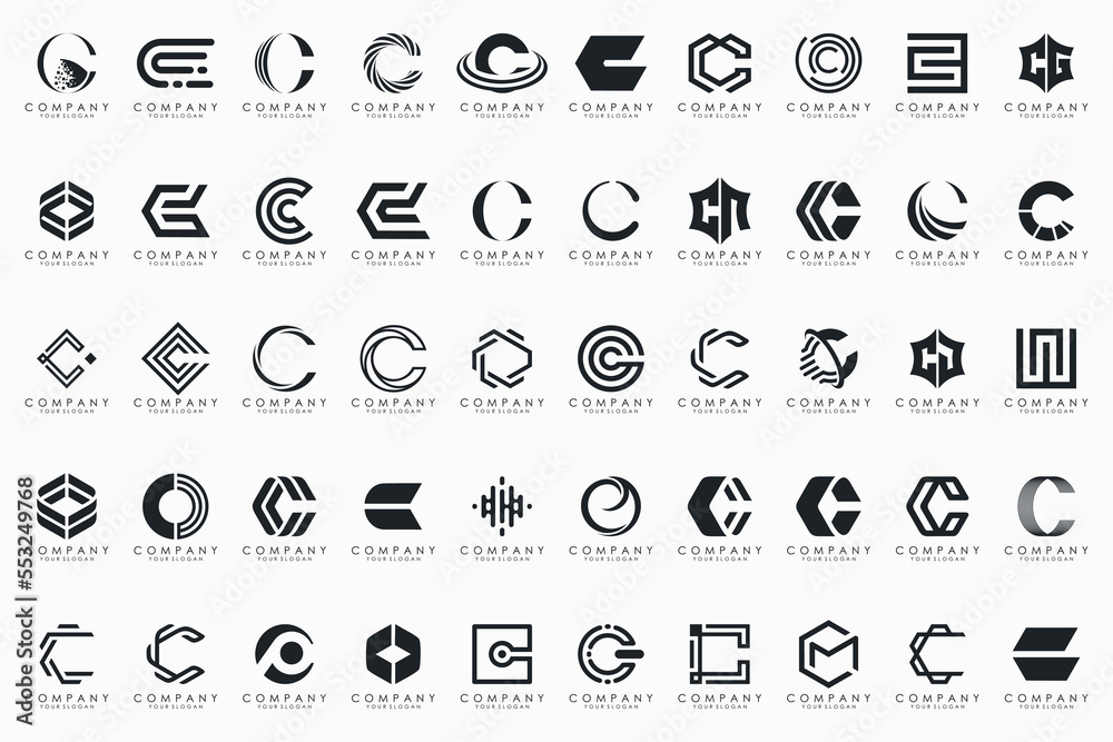 creative letter C logo icon set. design for business of luxury, elegant ...
