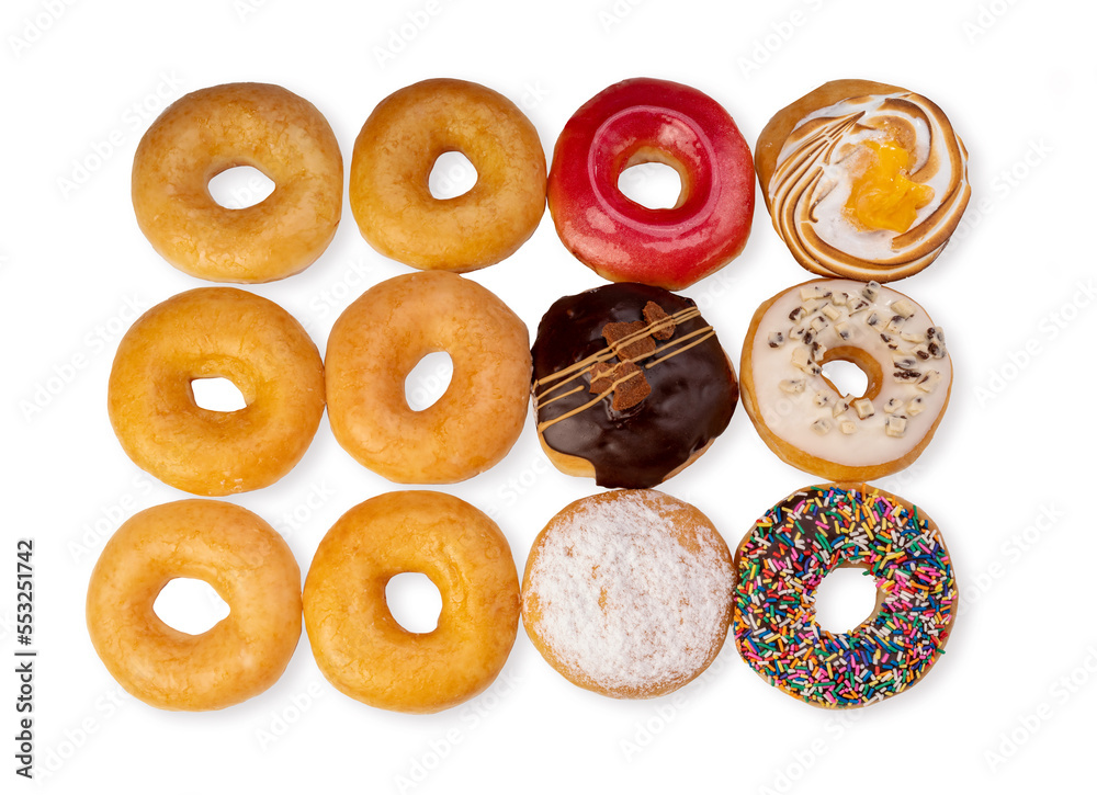 1 dozen mixed donuts, original flavor, chocolate, marmalade and fancy ...