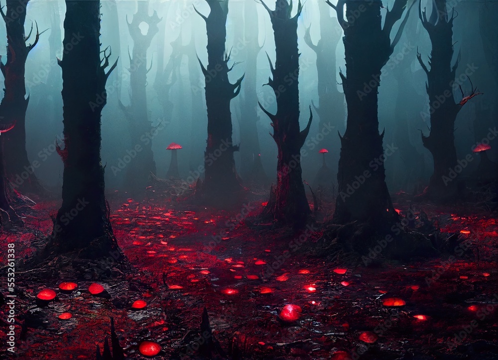 Strange creepy magic forest inspired by stranger things and tim burton ...