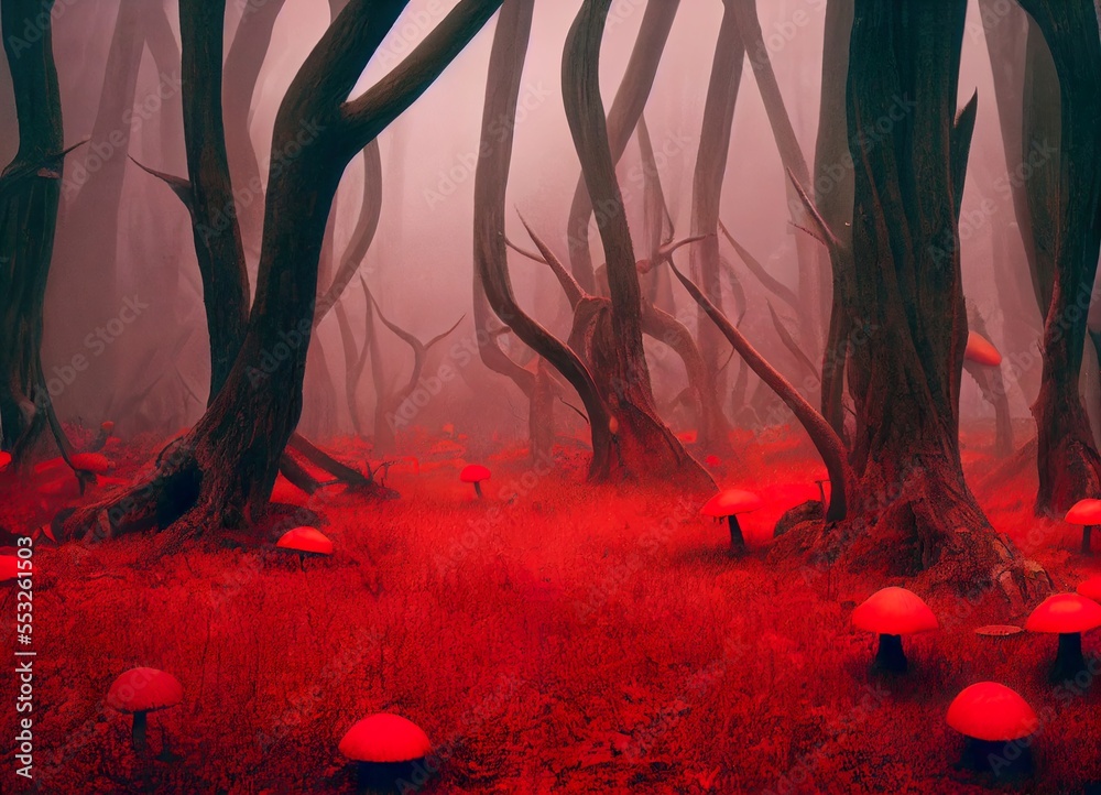 Strange creepy magic forest inspired by stranger things and tim burton ...