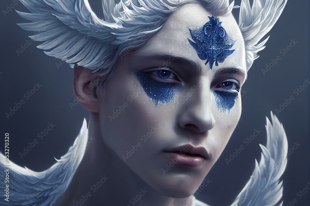 Young Angel Man - Digital illustration - AI generated Stock ...
