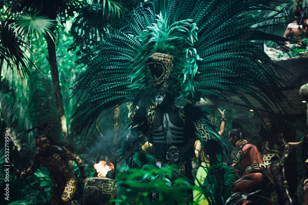 Ritual Performance of Maya Indians In Mexican Adventure park Xcaret ...