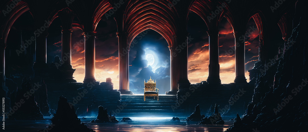 Ilustrace „Painting of throne of the kings, royal throne in a medieval ...