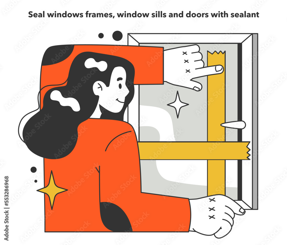 Seal windows frames, window sills and doors with sealant in emergency ...