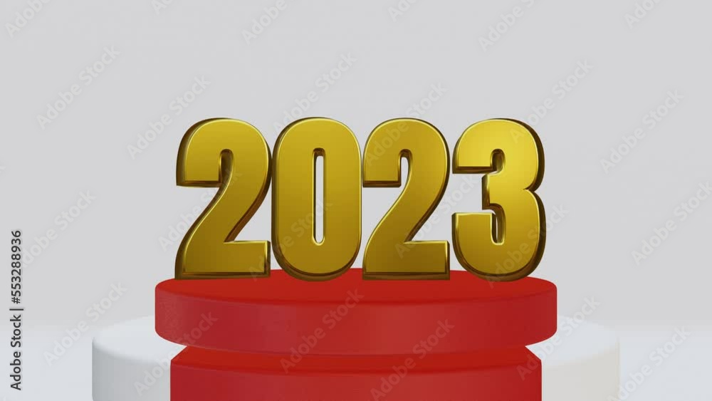 2023 On stage with red carpet and pillars, 2023 Text on stage 3D ...