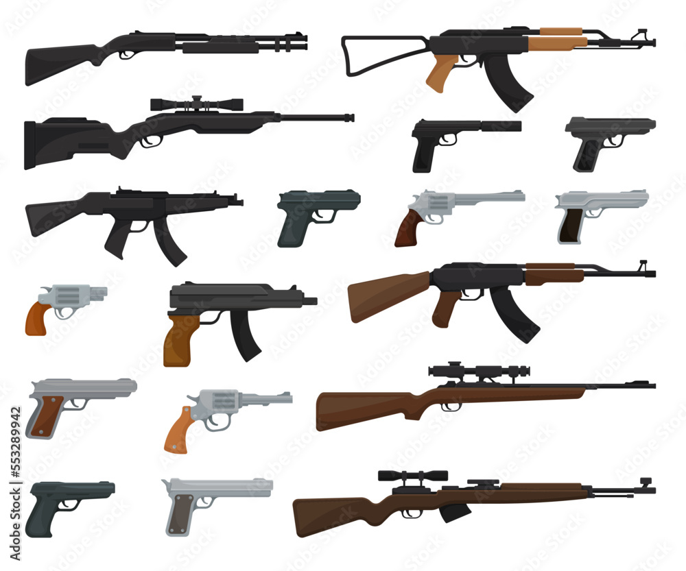 Handgun and Firearm as Hand-held Weapon with Shooting Tube Big Vector ...