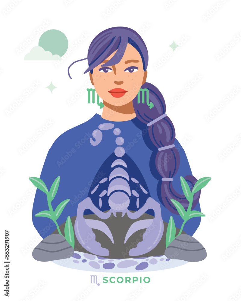 Scorpio zodiac sign. Horoscope. Illustration of Scorpio astrological ...