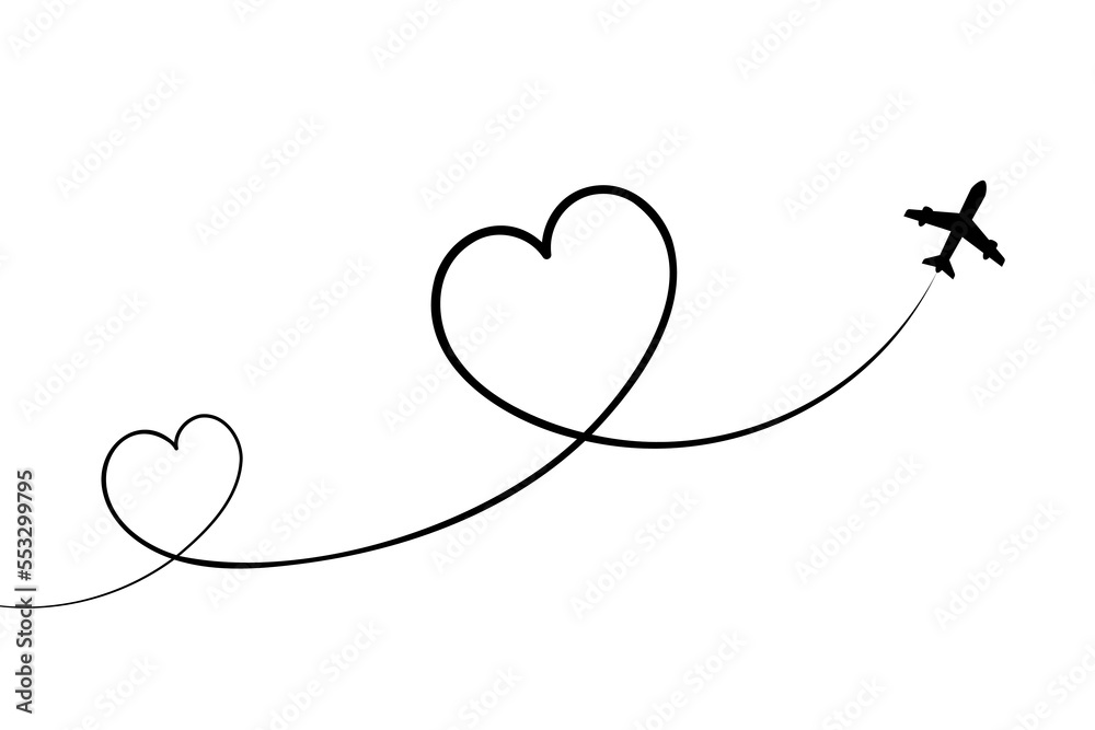 The plane draws a loop in the shape of a heart, leaving a smoky trail ...