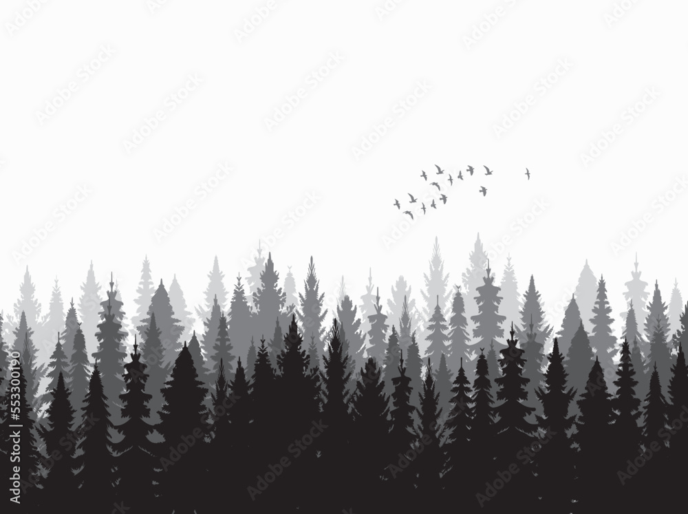forest silhouette design vector isolated Stock Vector | Adobe Stock