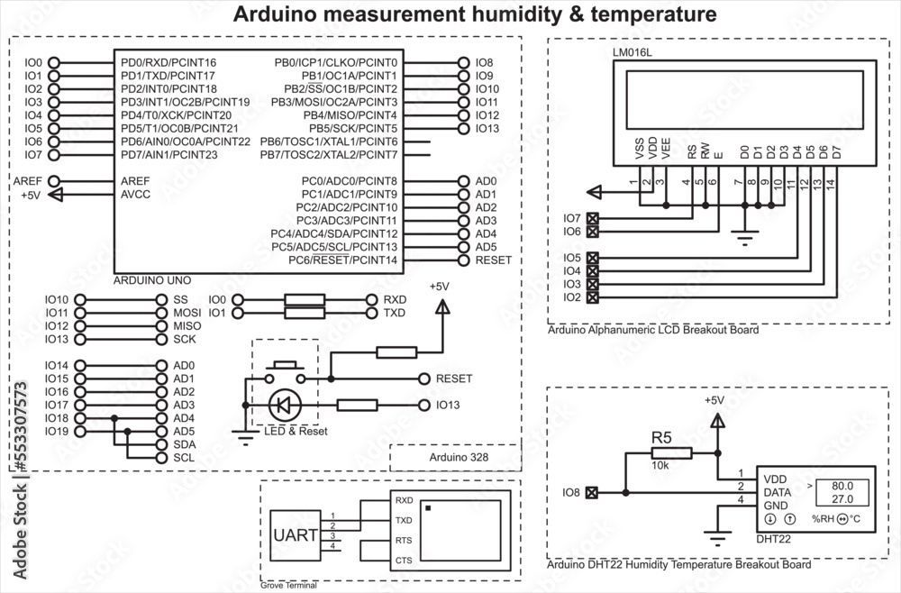 Vector schematic diagram of an electronic device on the arduino ...
