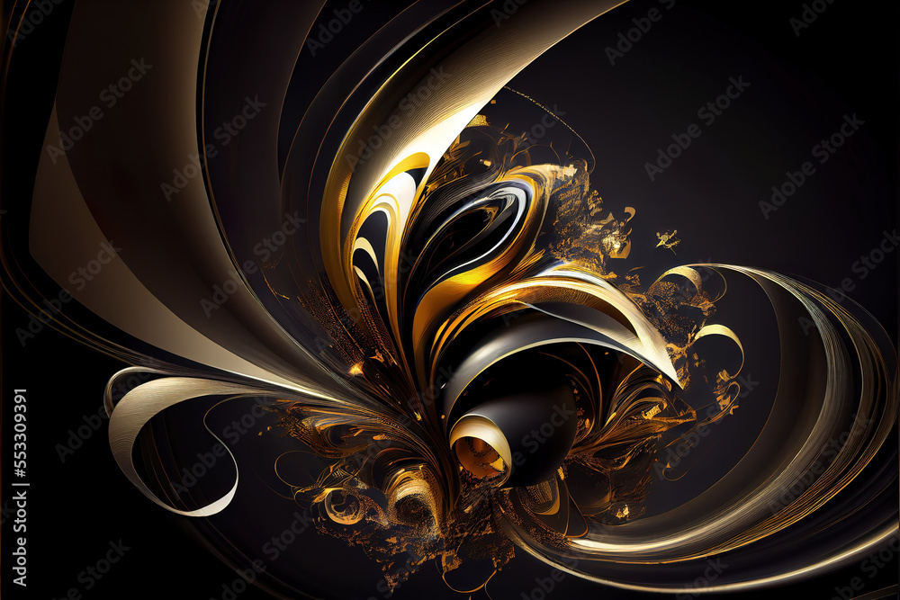 abstract black and gold background with ornament as wallpaper header ...