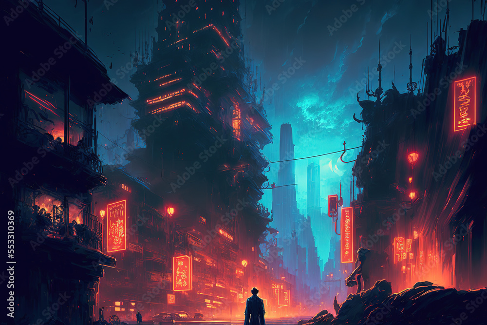 Cyberpunk city art store