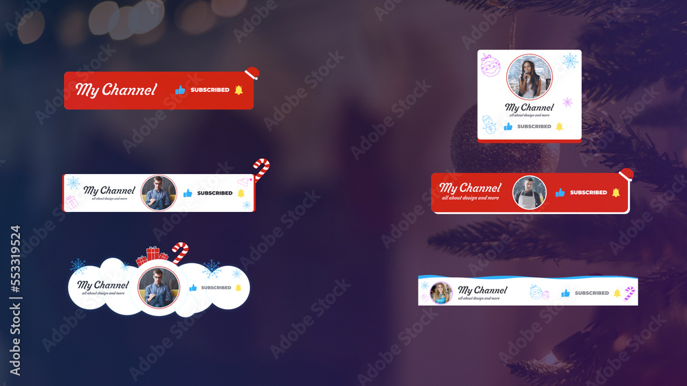 Christmas Subscribe Panels Stock Template | Adobe Stock