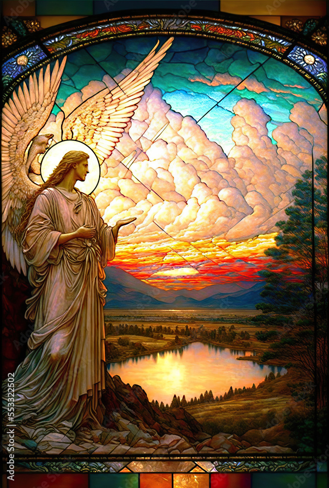 Stockillustratie Spiritual illustration christianity heaven landscape ...
