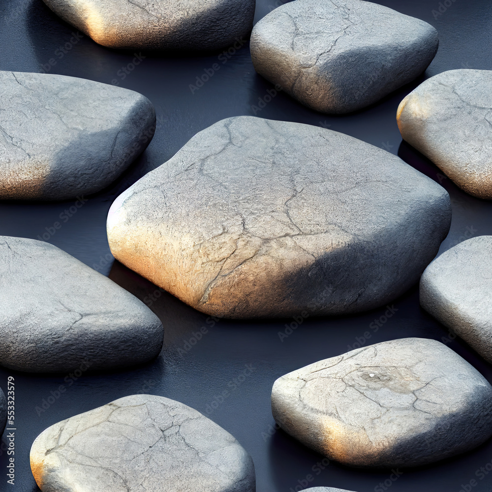 Rock stone seamless tile pattern from river and beach texture for 3D ...