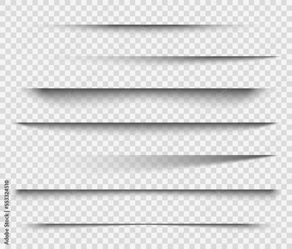 Shadow vector divider paper overlay effect. Shadow effect realistic box ...