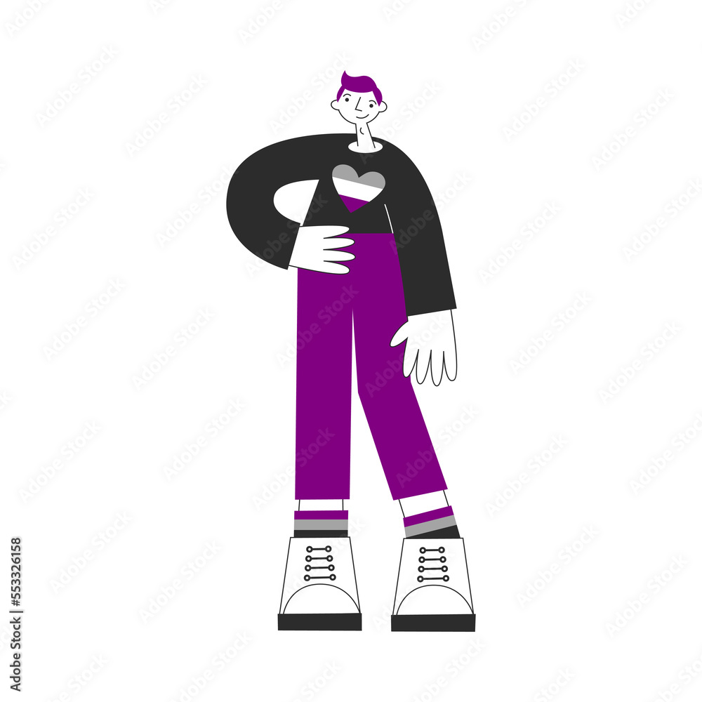 Asexual Person Standing Ace Queer Character With Flag Symbols And