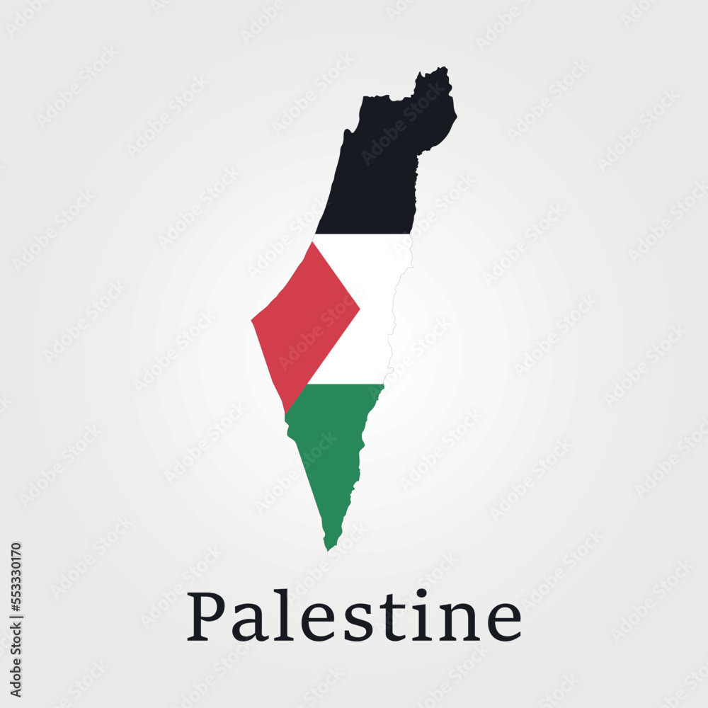 Palestine map and their flag illustration Adobe Illustrator Artwork ...