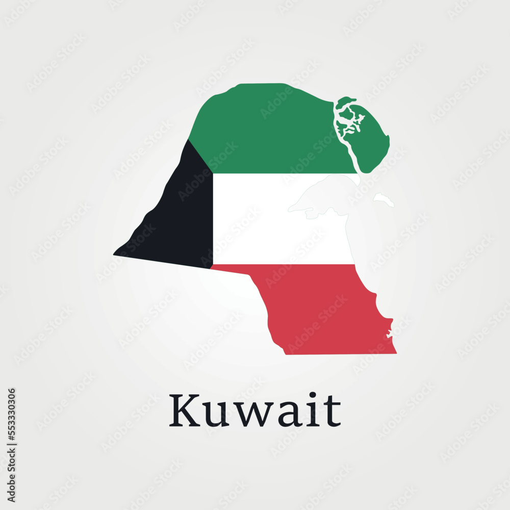 Kuwait map and their flag illustration Adobe Illustrator Artwork Stock ...