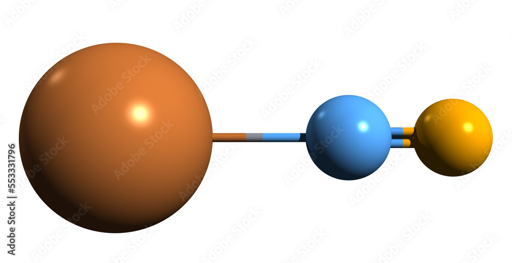 3D image of Potassium cyanide skeletal formula - molecular chemical ...