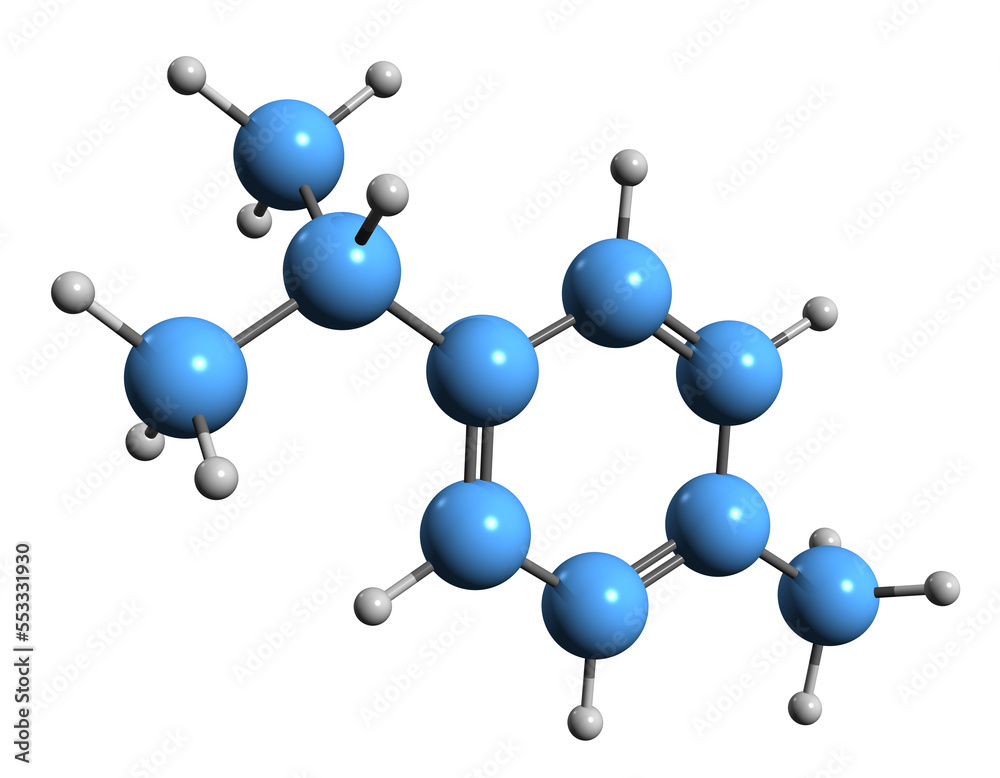 3D image of Cymene skeletal formula - molecular chemical structure of ...