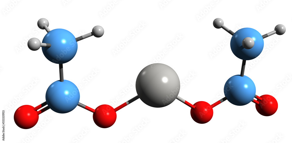 3D image of Zinc acetate skeletal formula - molecular chemical ...