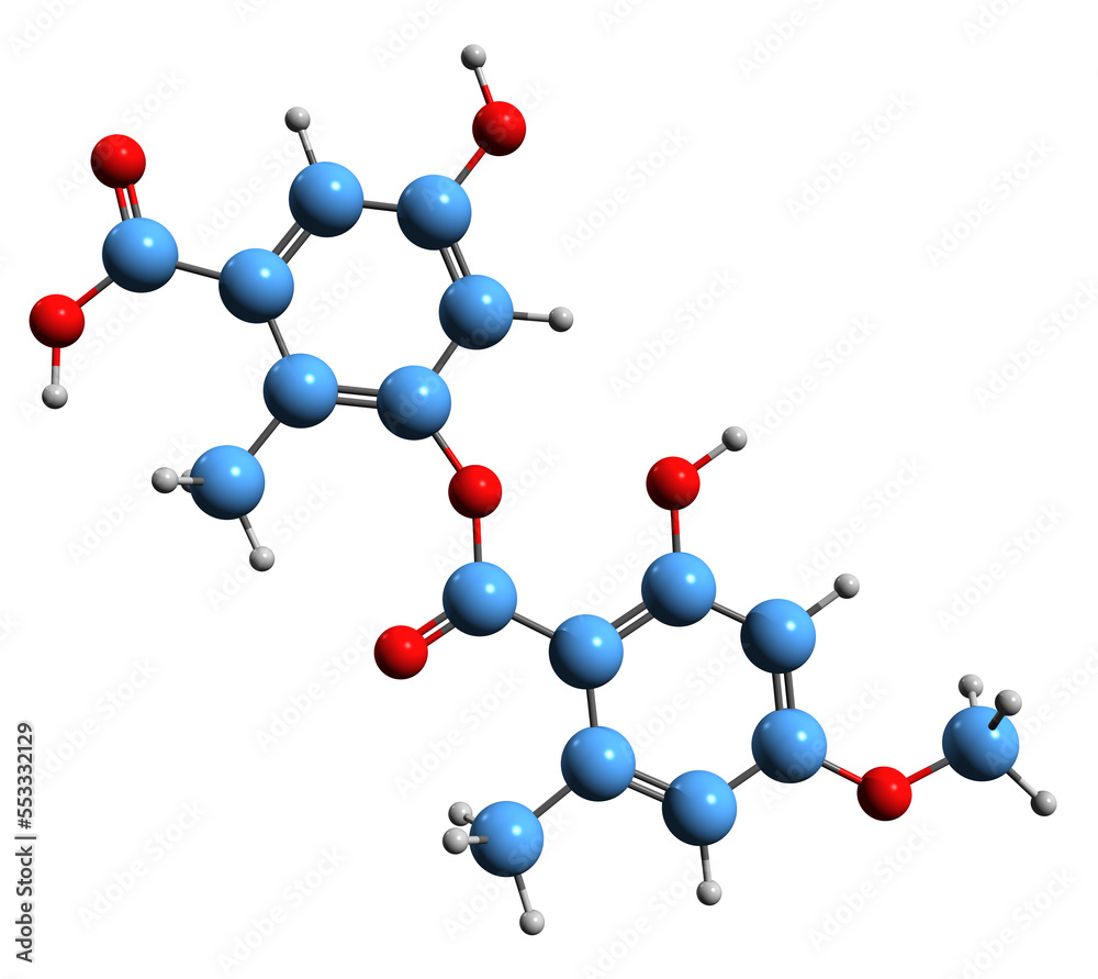 3D image of Evernic acid skeletal formula - molecular chemical ...