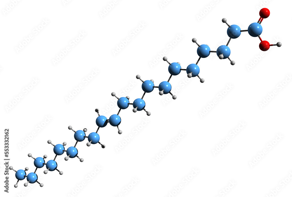 3D image of 11-Eicosenoic acid skeletal formula - molecular chemical ...