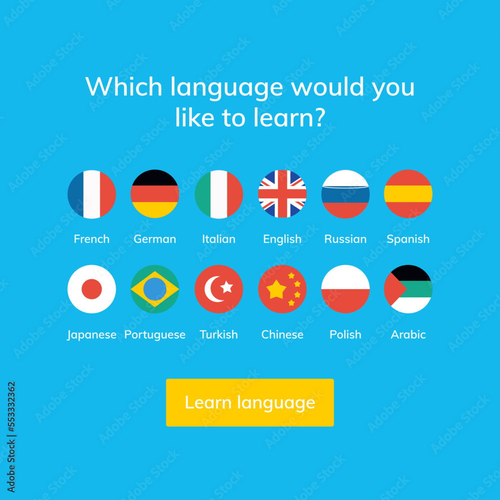 Language learn vector banner design. Language course english different ...