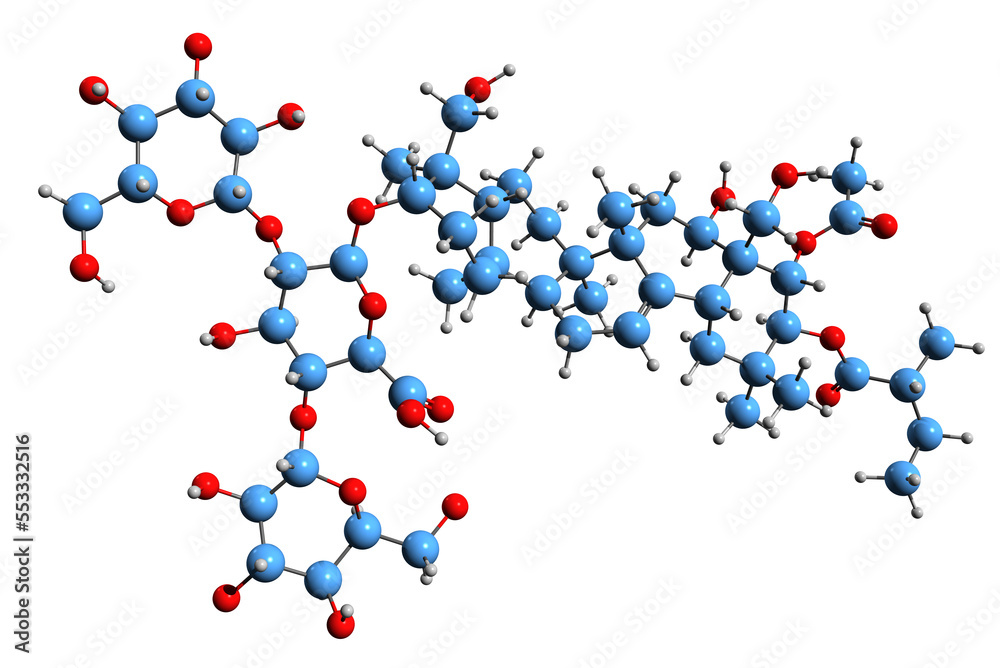 3D image of Aescin skeletal formula - molecular chemical structure of ...
