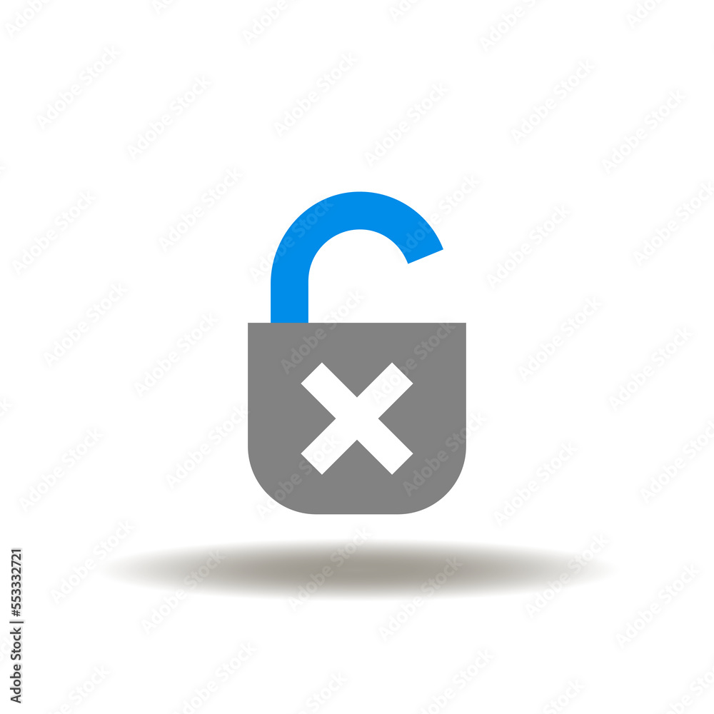 Vector illustration of pad lock open. Icon of vulnerability, privacy ...