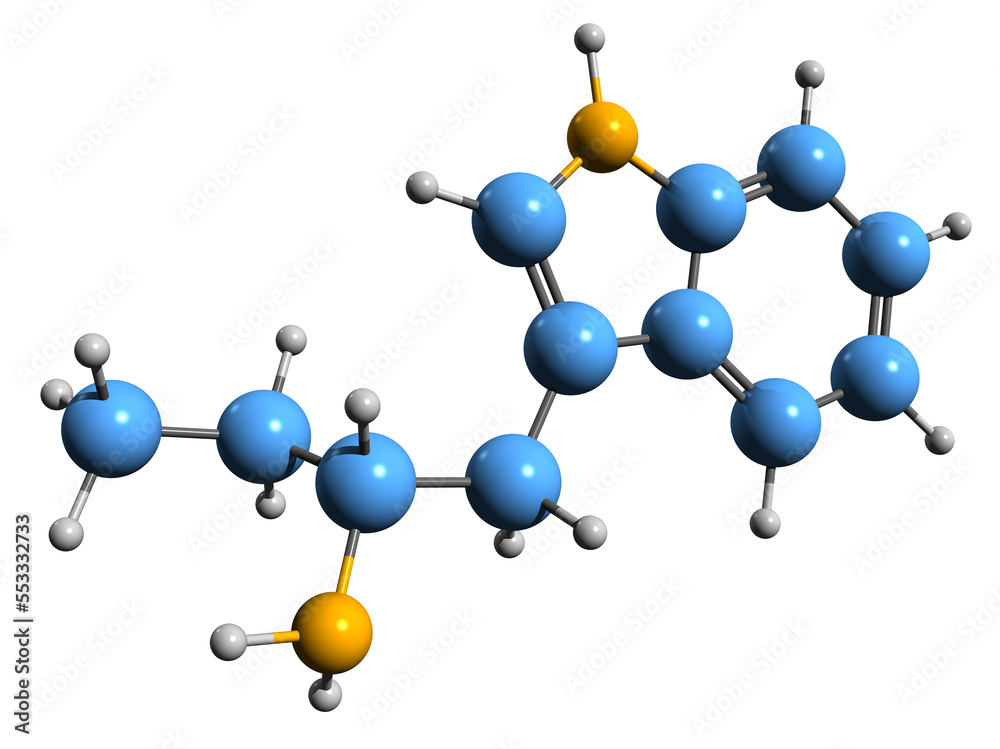 3D image of alpha-Ethyltryptamine skeletal formula - molecular chemical ...